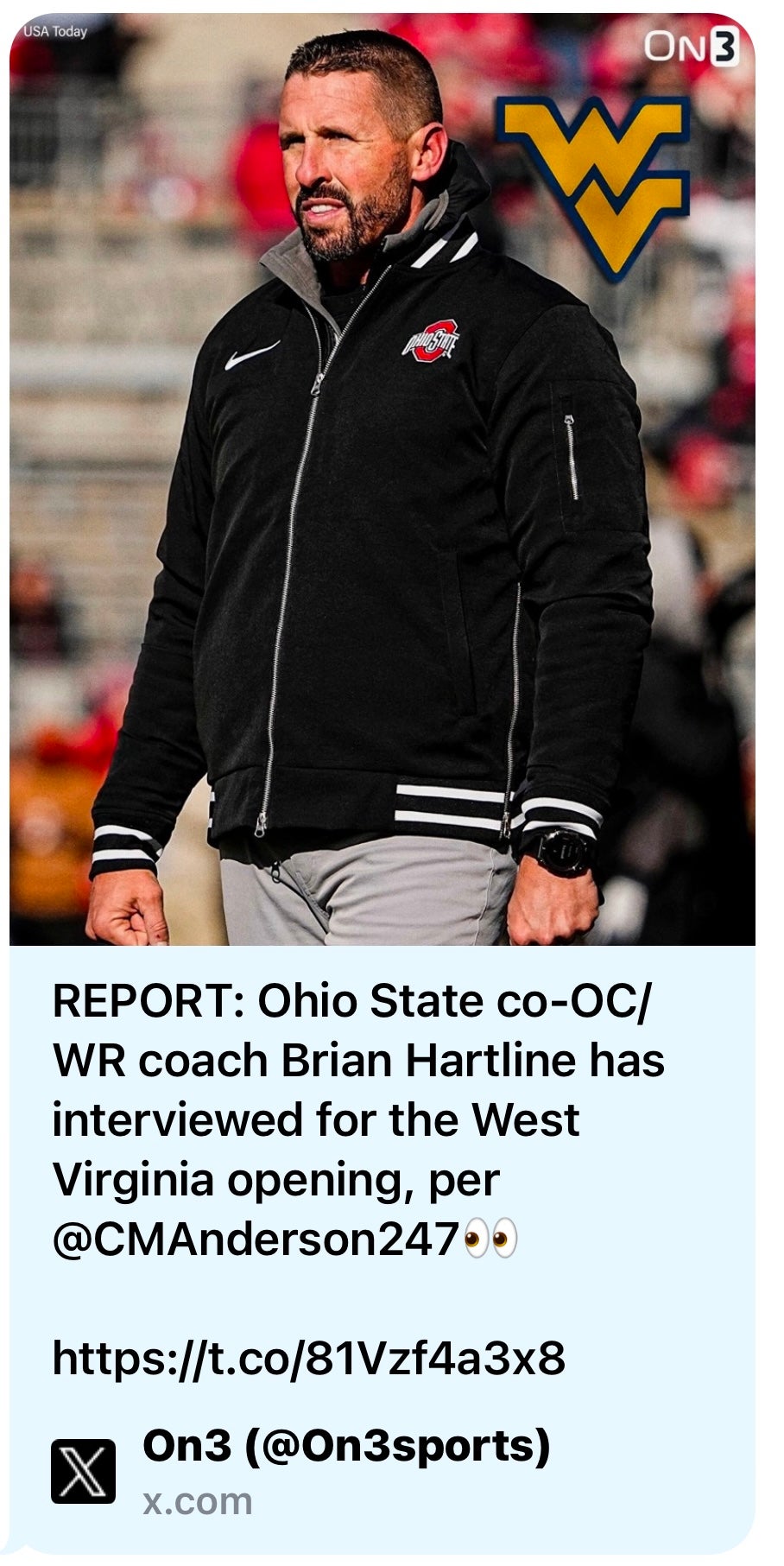 Chris Anderson reported that Brian Hartline has interviewed.