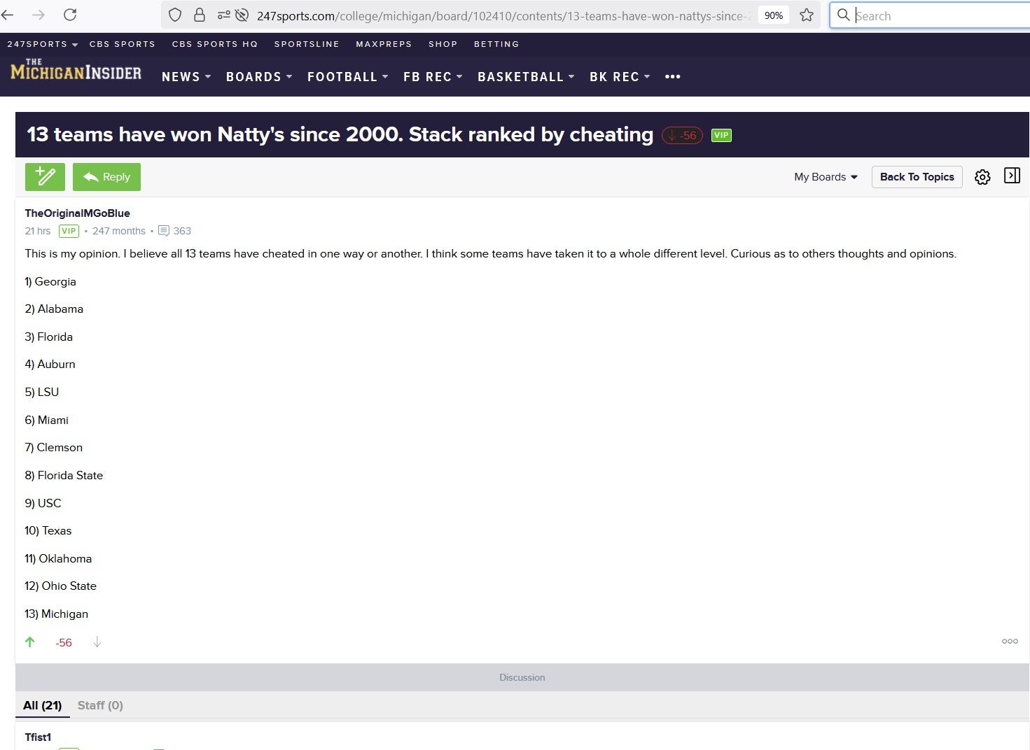 "13 teams have won Natty's since 2000. Stack ranked by cheating"
