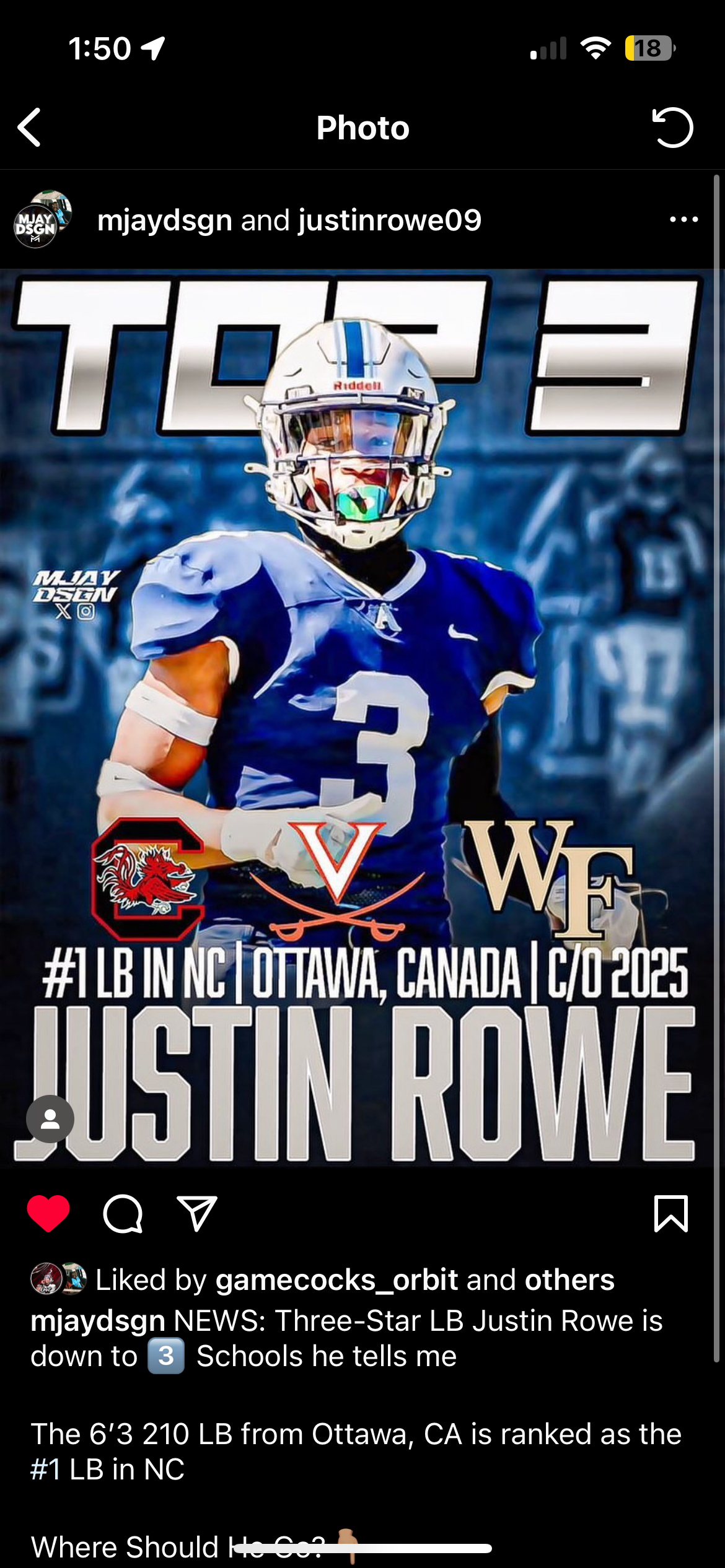 Justin Rowe Top 3