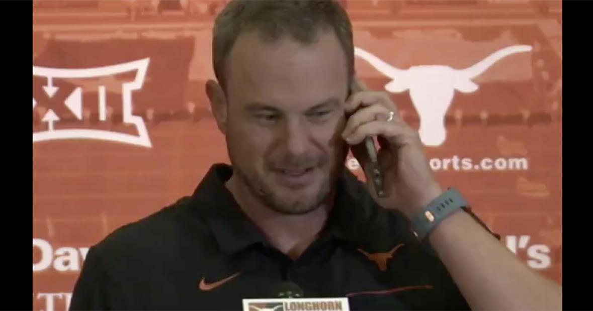 Watch: Tom Herman answers reporter's phone mid-press conference
