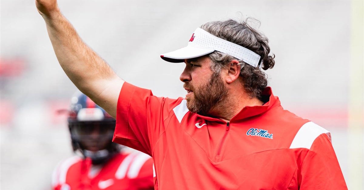 Ole Miss defensive coordinator Pete Golding takes the podium for the ...