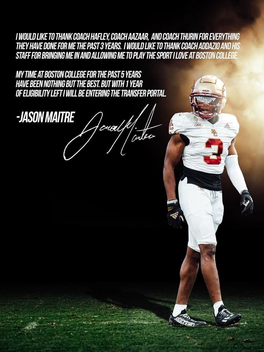 Boston College defensive back Jason Maitre enters transfer portal