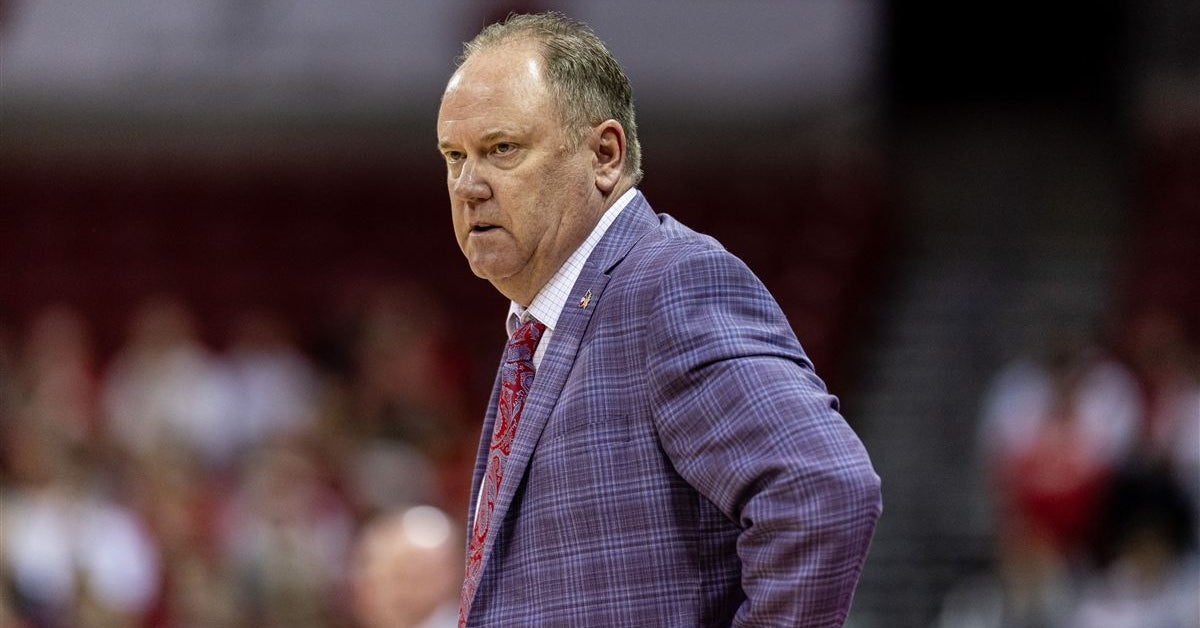 Wisconsin head coach Greg Gard speaks with the media postgame after ...