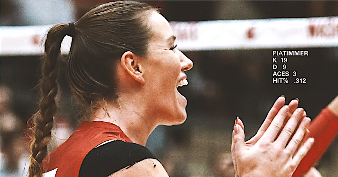 Jen Greeny challenged outside hitters in WSU's 3-1 win over UCLA