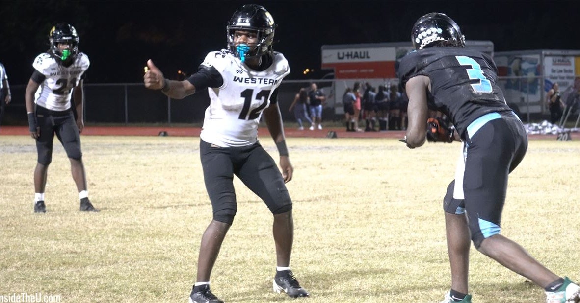 VIDEO: Miami target 2027 CB Sherrod Gourdine with interception in tough ...