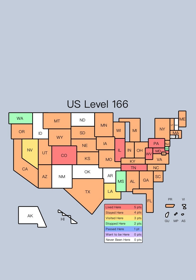 Where have you lived/visited in the US interactive map