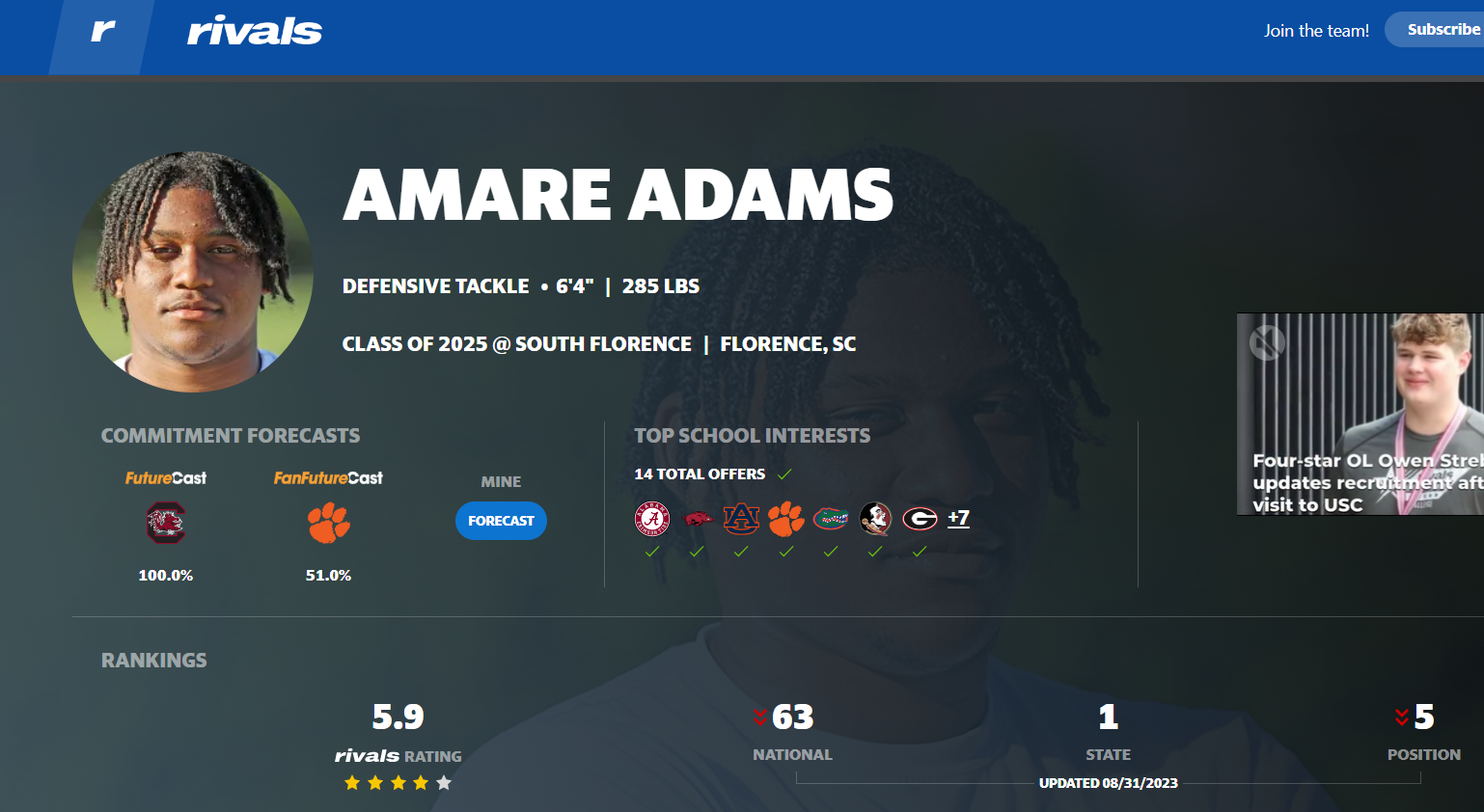 Amare Adams in Columbia this weekend.