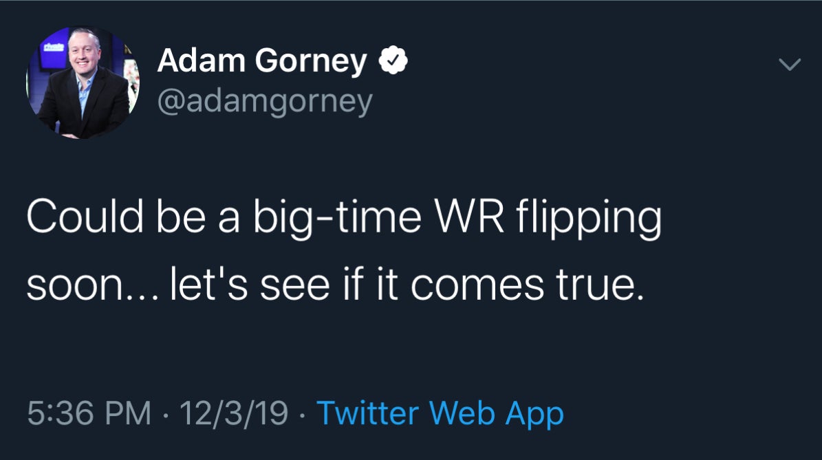 Adam Gorney of Rivals - WR Flip