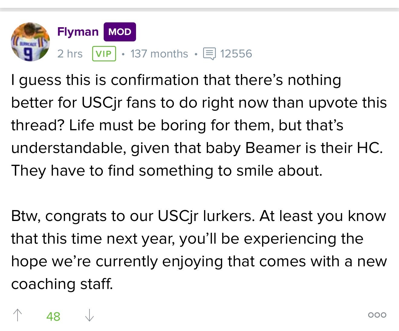 Look at this whiney LSU fan on D. Stew