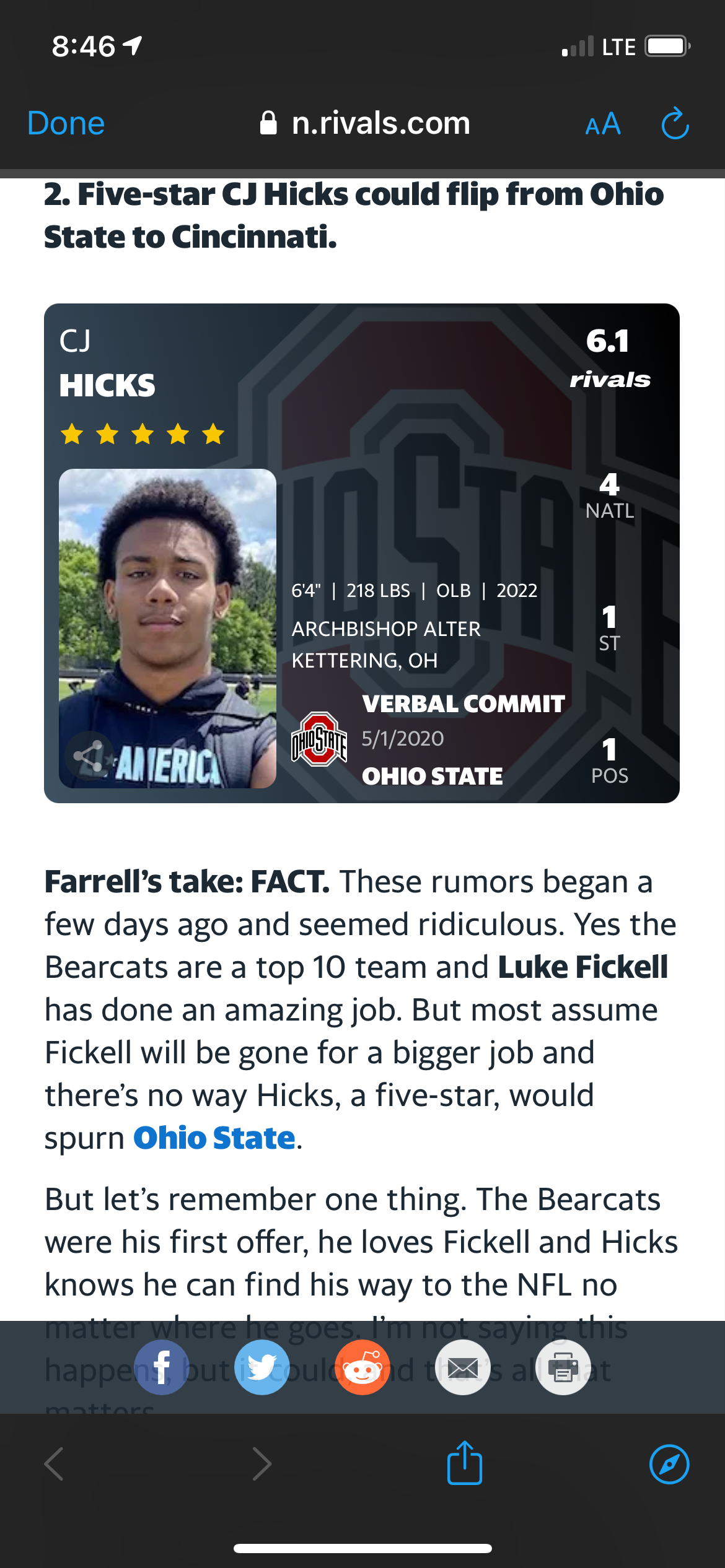 CJ Hicks to UC? Is this believable?