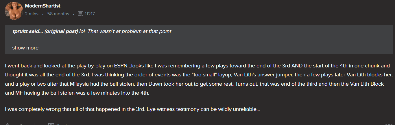 Why did Dawn take MF out in the 3rd quarter…