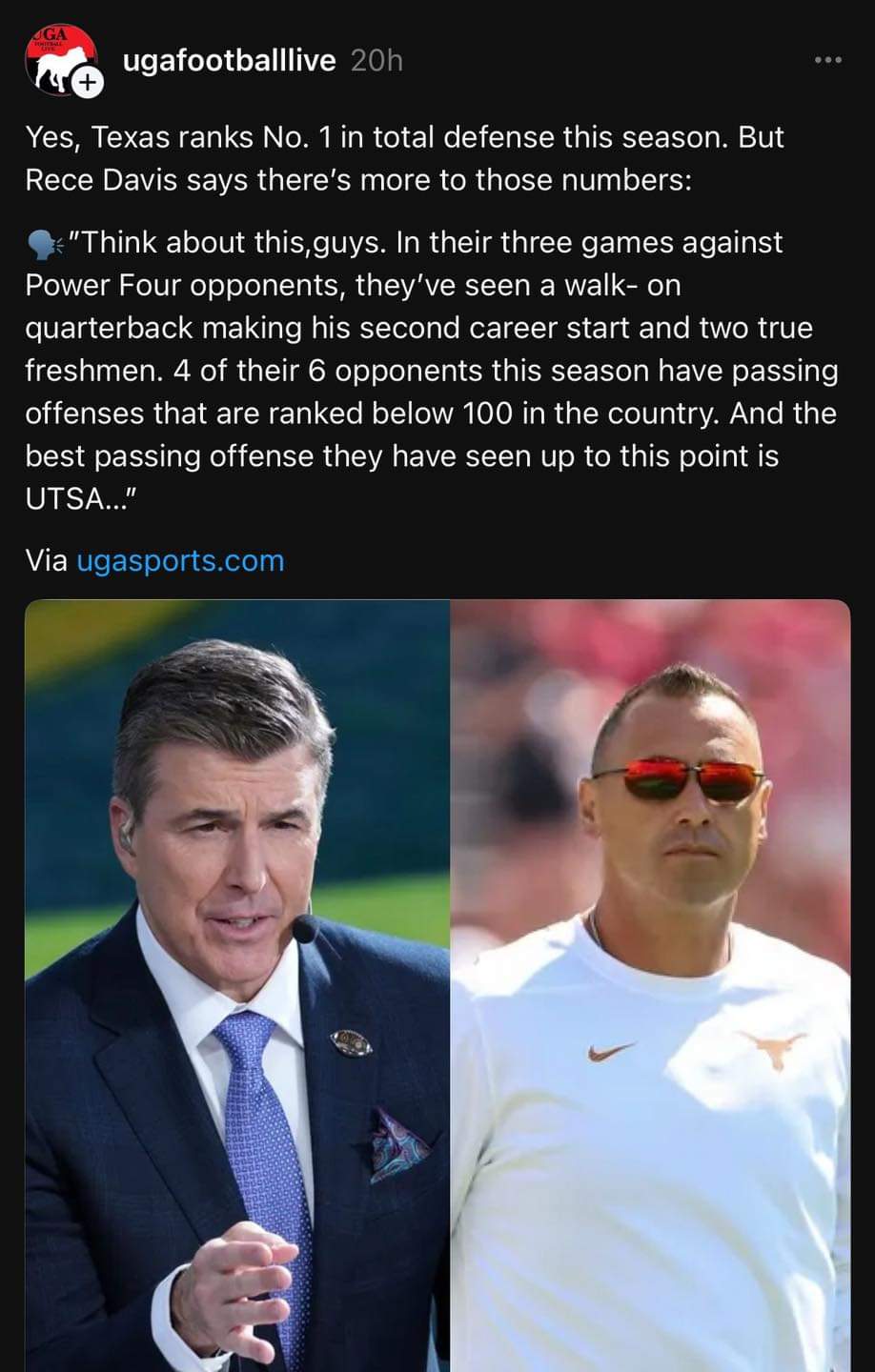 Reece Davis on Texas