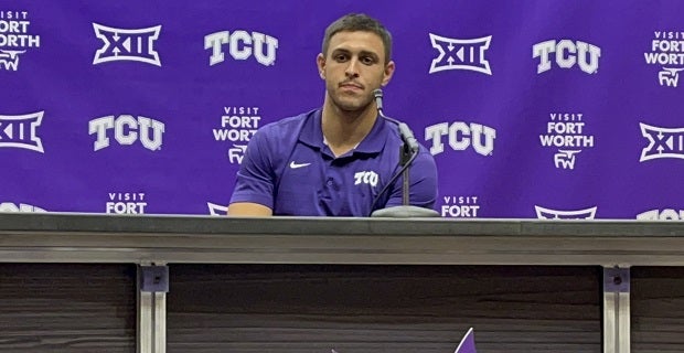 TCU WR Jack Bech meets with the media