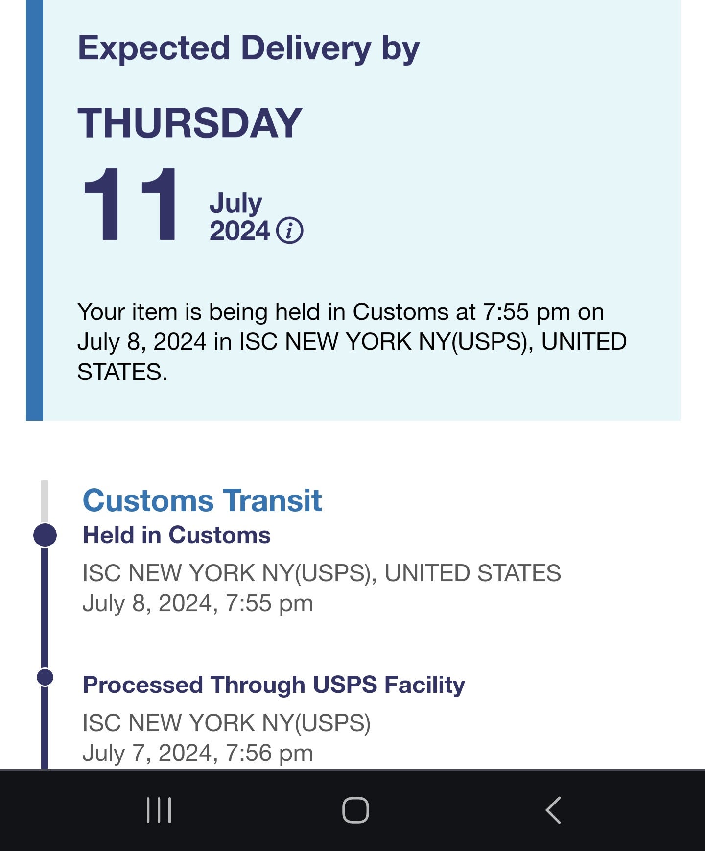OT - USPS - Held In Customs