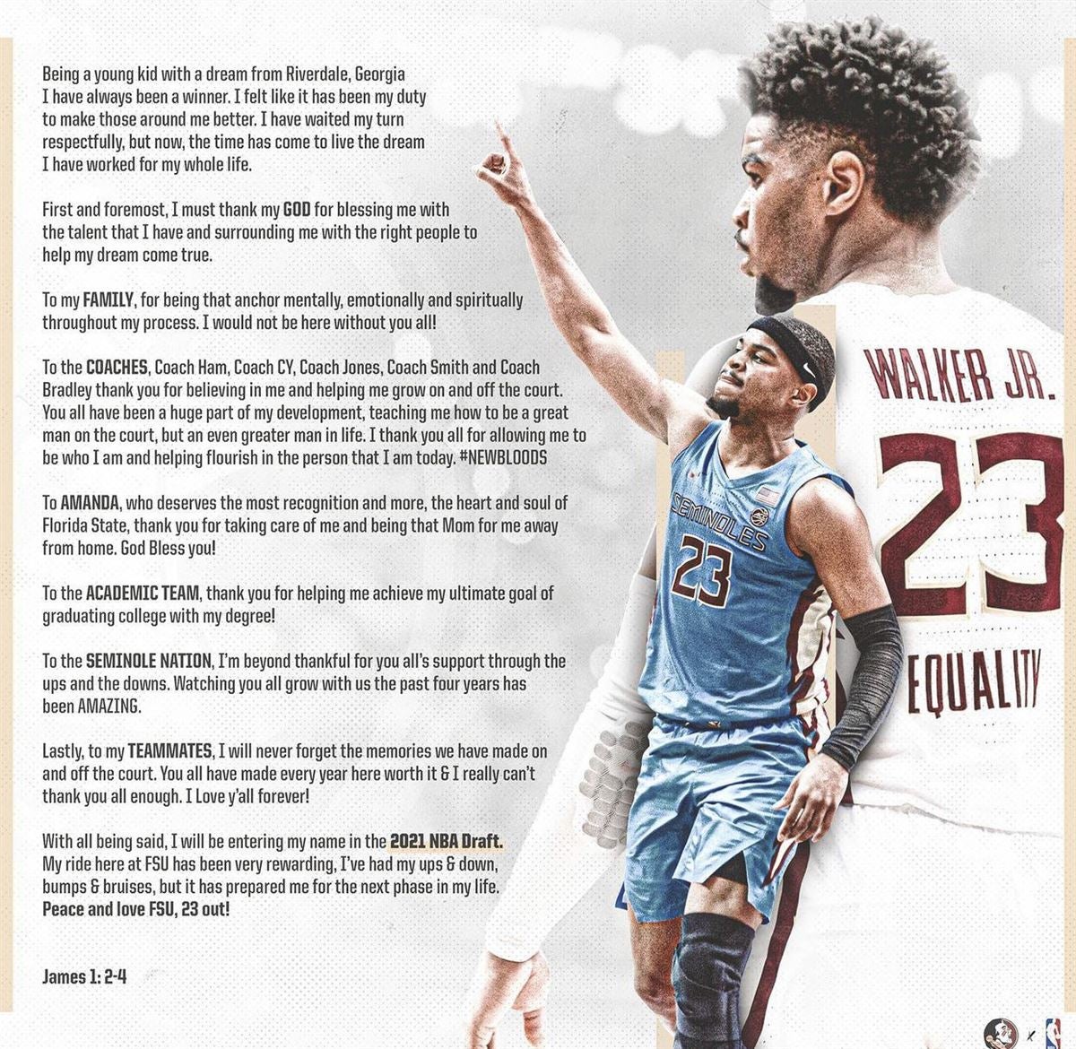 M.J. Walker officially declares for 2021 NBA Draft, shares heartfelt ...
