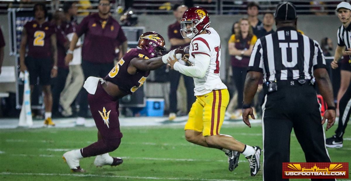 USC's Lincoln Riley, Brenden Rice break down Caleb Williams' scramble ...