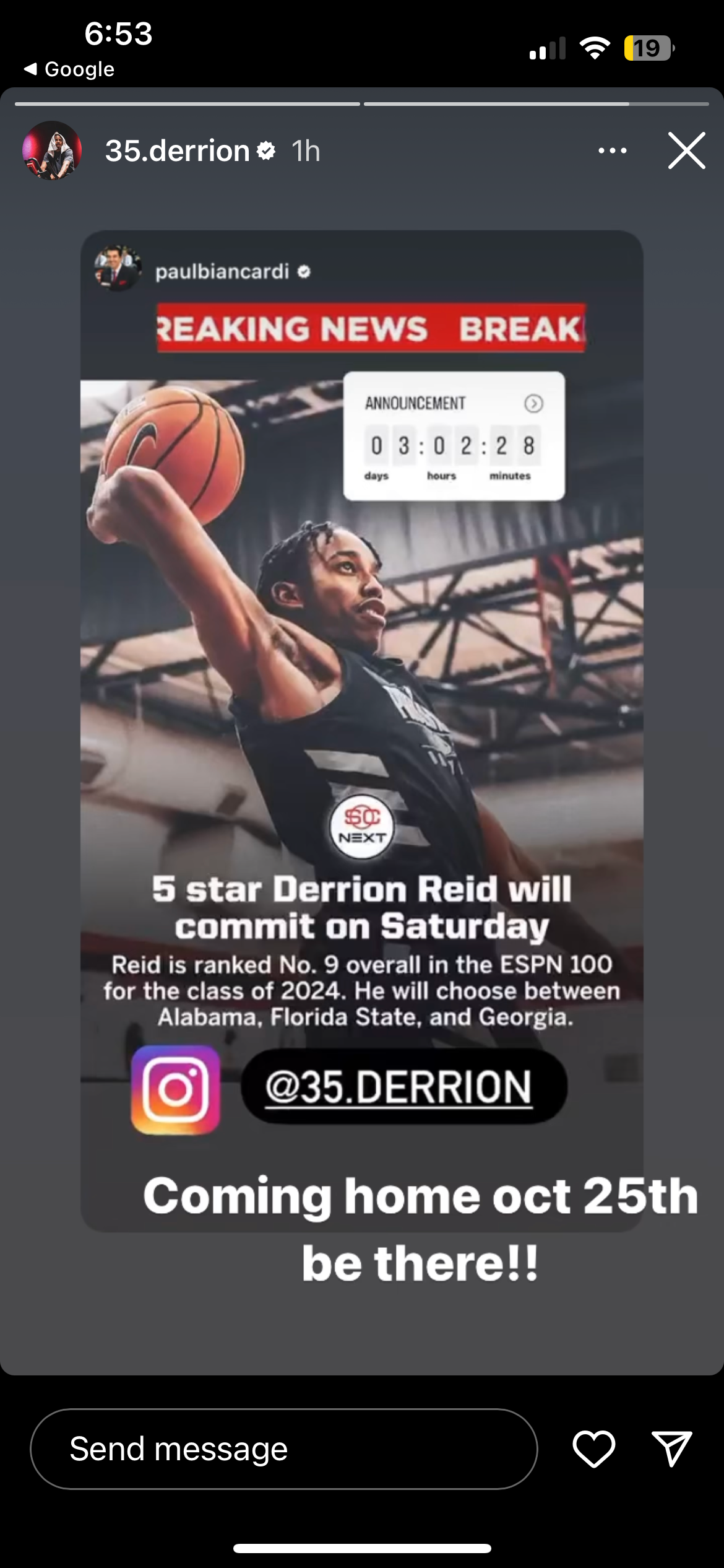 ***Derrion Reid sets commitment date