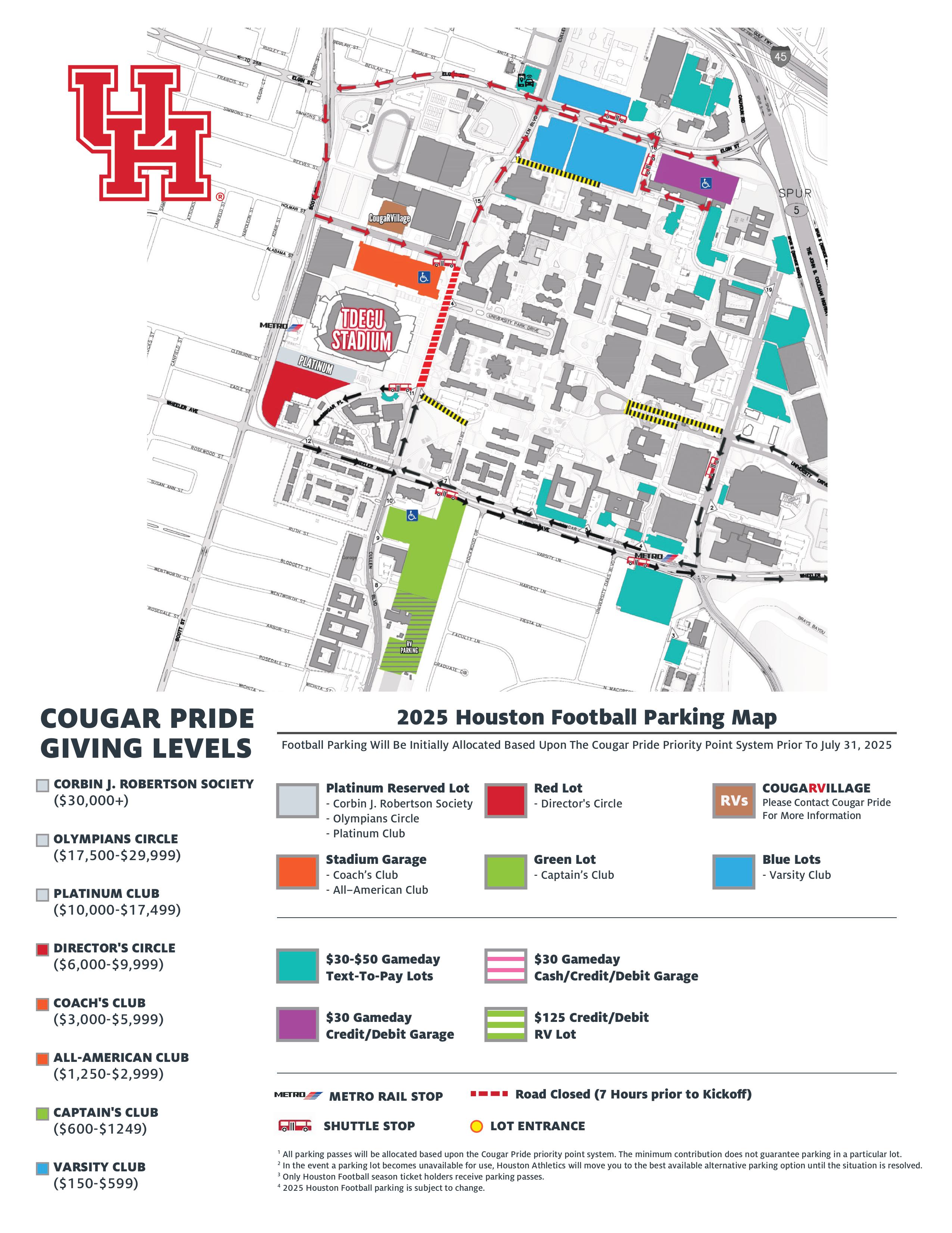 2025 UH Football Parking Map