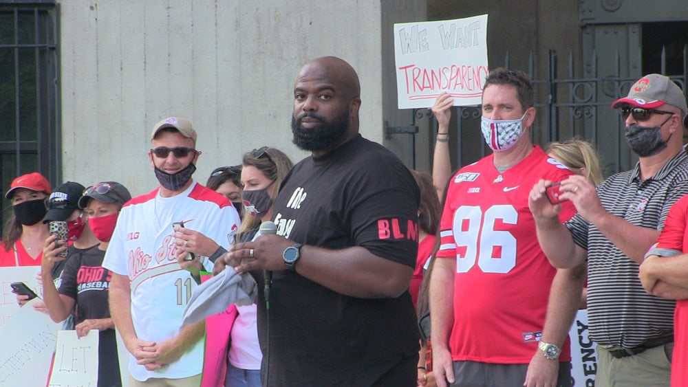 Sights and Sounds: OSU parents make impassioned plea to Big Ten