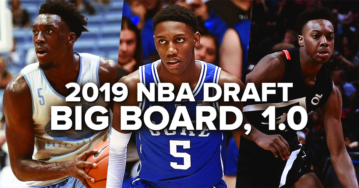 NBA Draft Big Board for 2019, Version 1.0